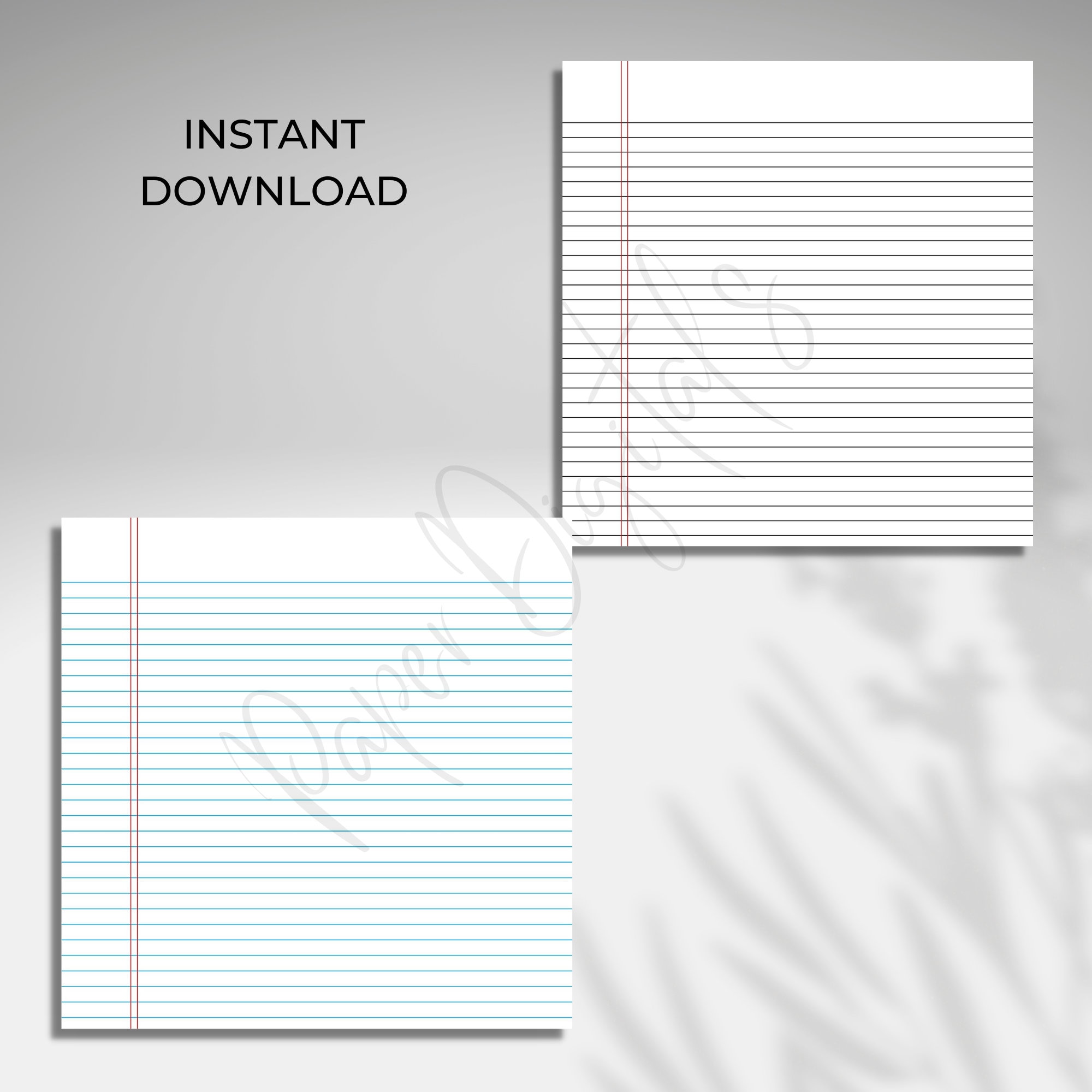 Notebook Paper Wide Ruled Digital Download, School Lined Paper JPG ...