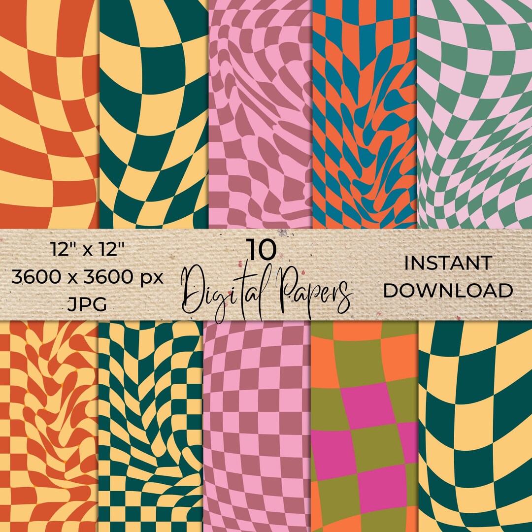 Checker Digital Paper Set, Seamless Textures, Grid Paper, Boho ...
