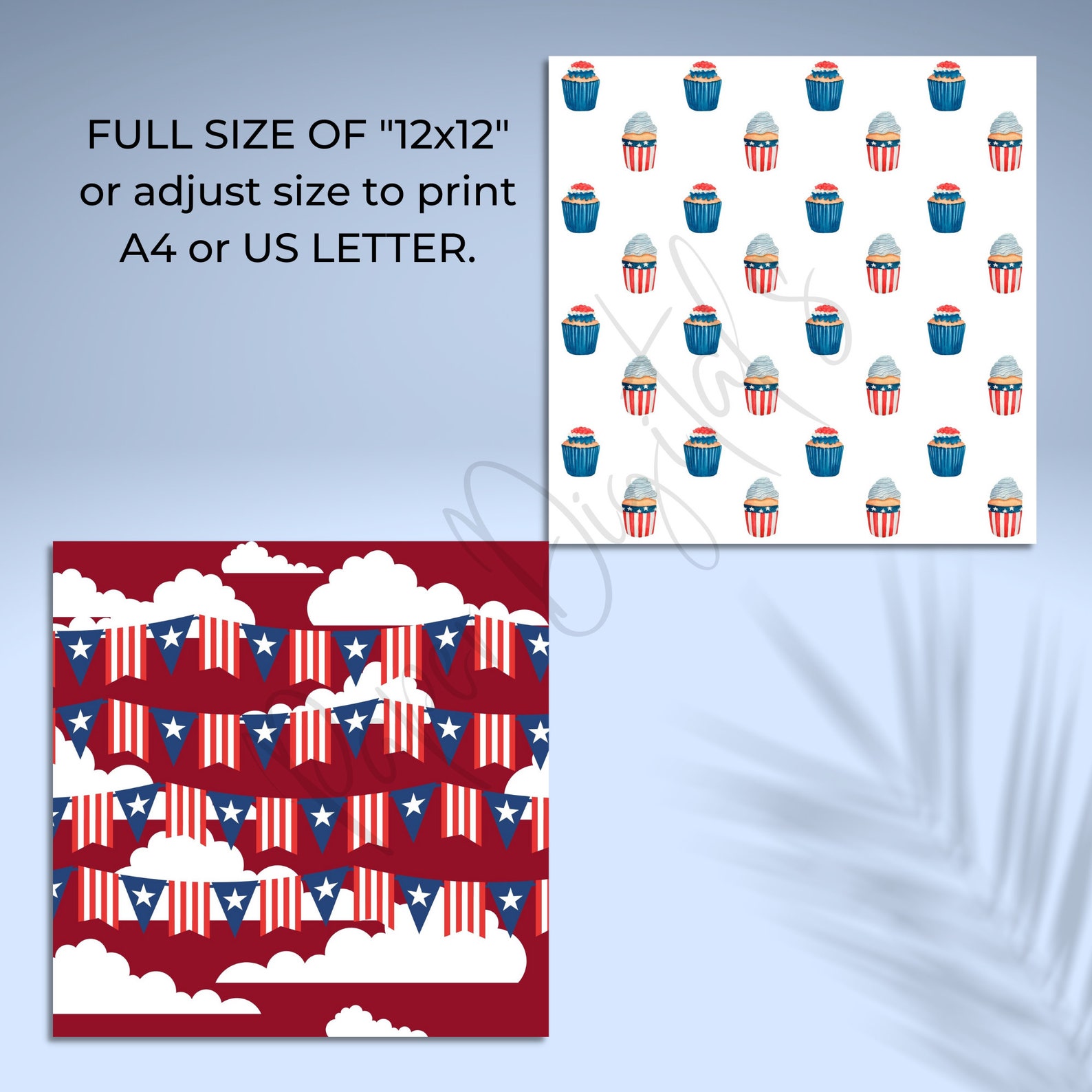 4th of July Digital Paper USA Patriotic Digital Paper Independence Day ...