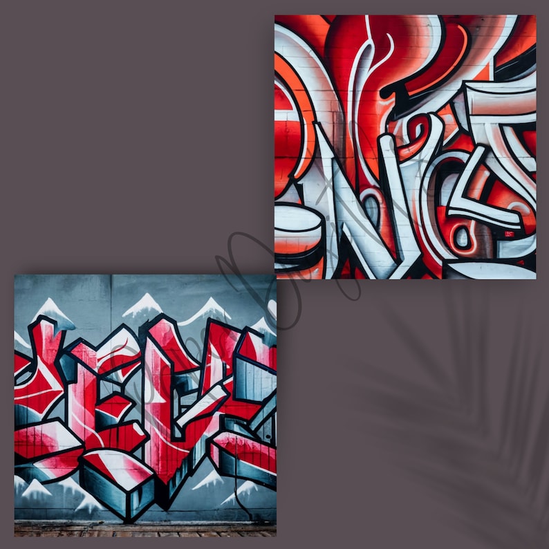 Red Black White Graffiti Digital Paper ,scrapbooking Paper Presents ...