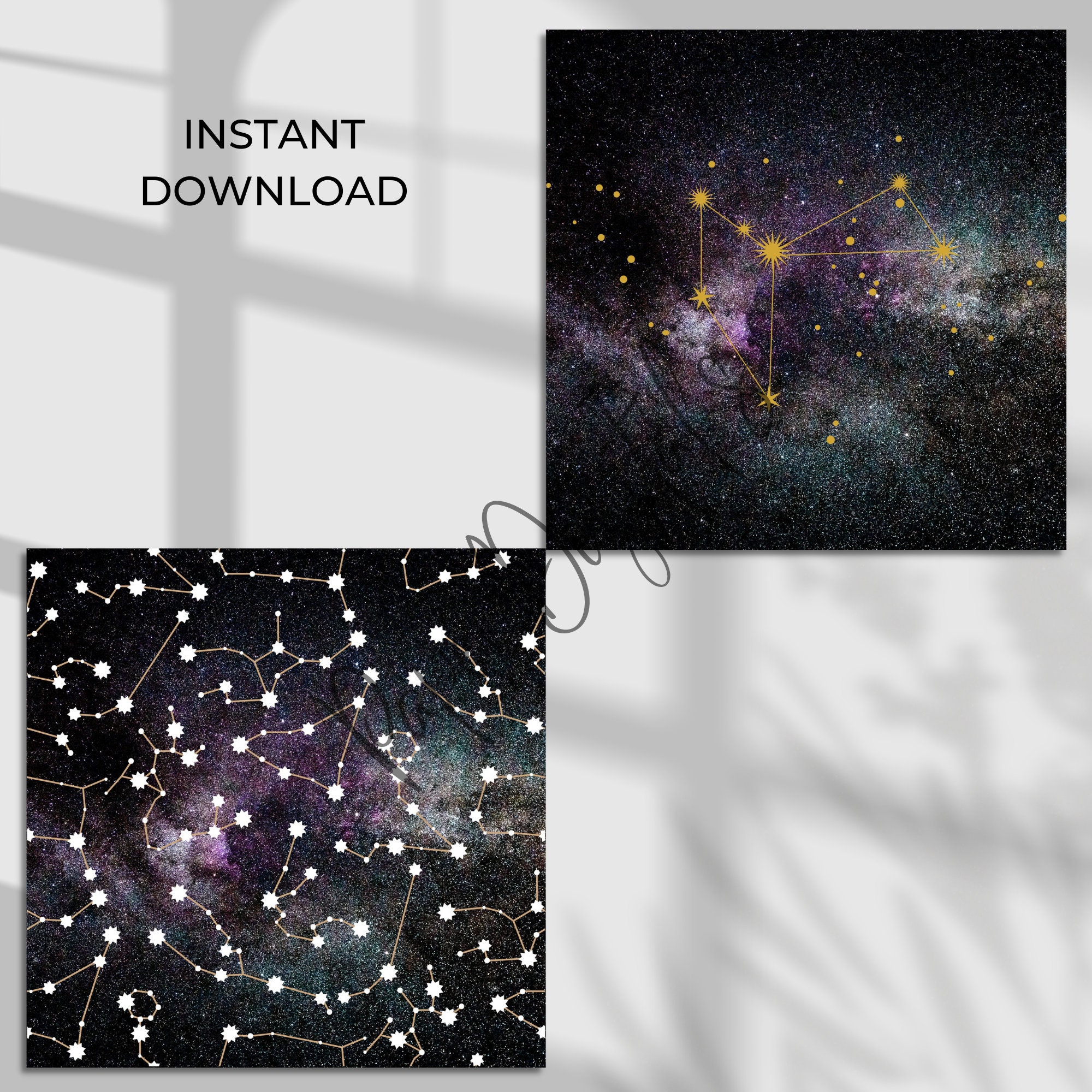 Constellation Digital Paper, Galaxy Backdrop, Zodiac Background ...