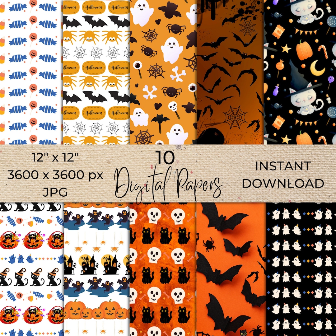 Halloween Digital Papers Halloween Papers Halloween - Etsy