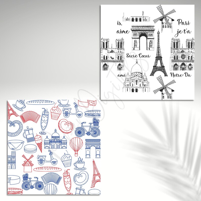 Paris Digital Paper Pack, Printable Scrapbook Paper Set Of - Etsy