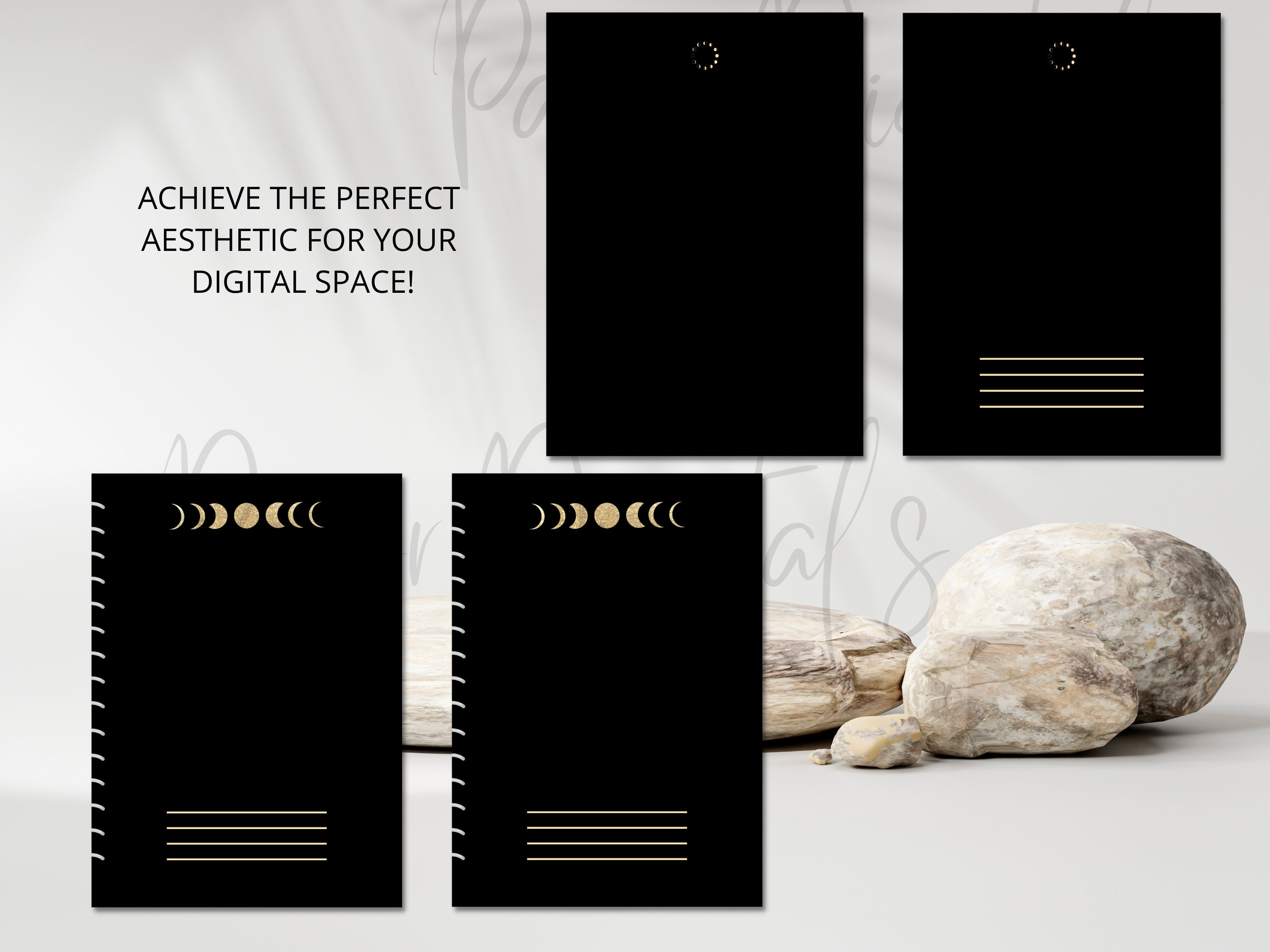 Black Gold Moon Digital Notebook Covers, Black Gold Moon Tablet and ...