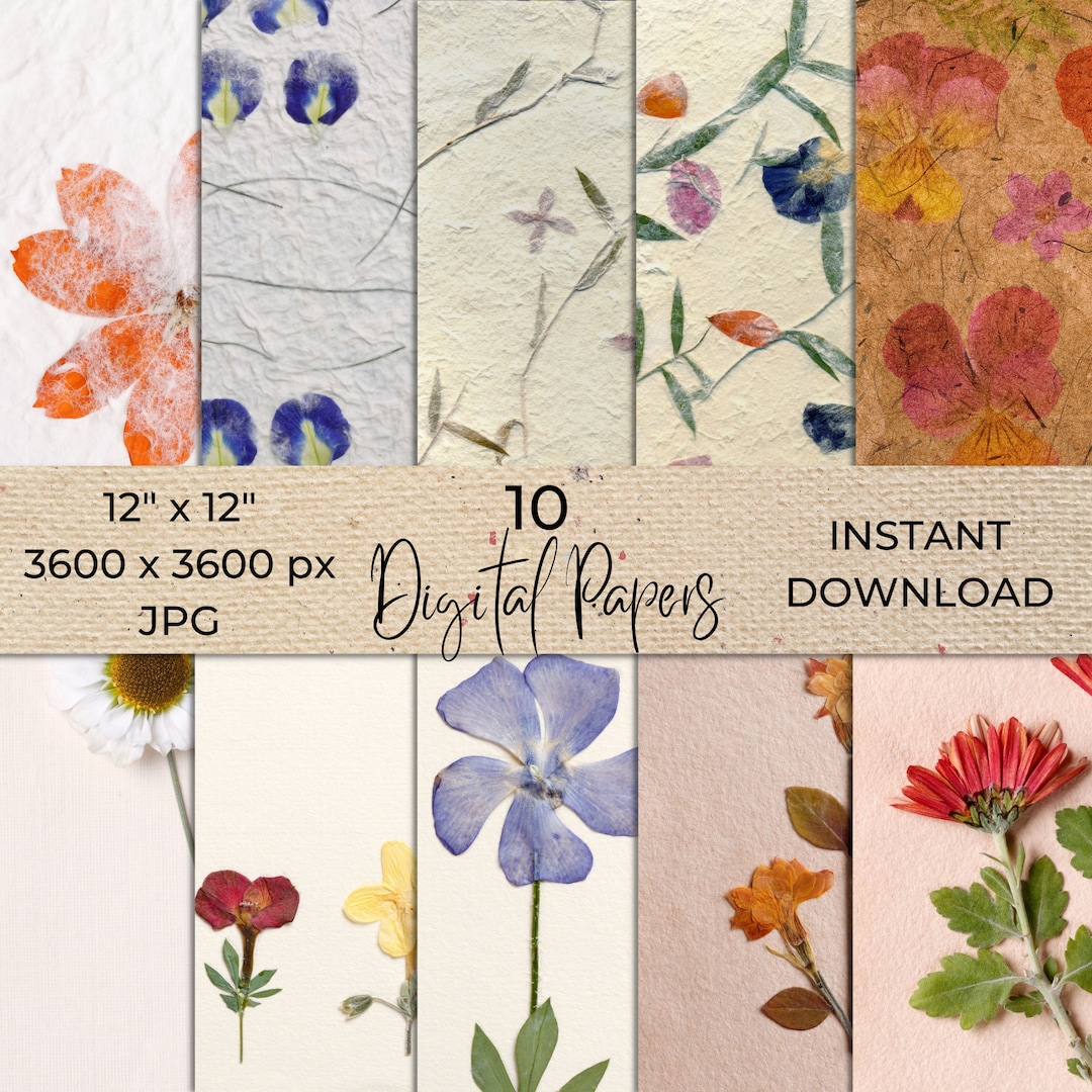 Digital Download Pressed Flowers Papers - Etsy