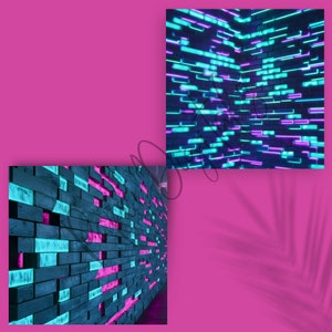 Neon Brick Wall Texture Digital Scrapbook Paper, Digital Backdrops ...