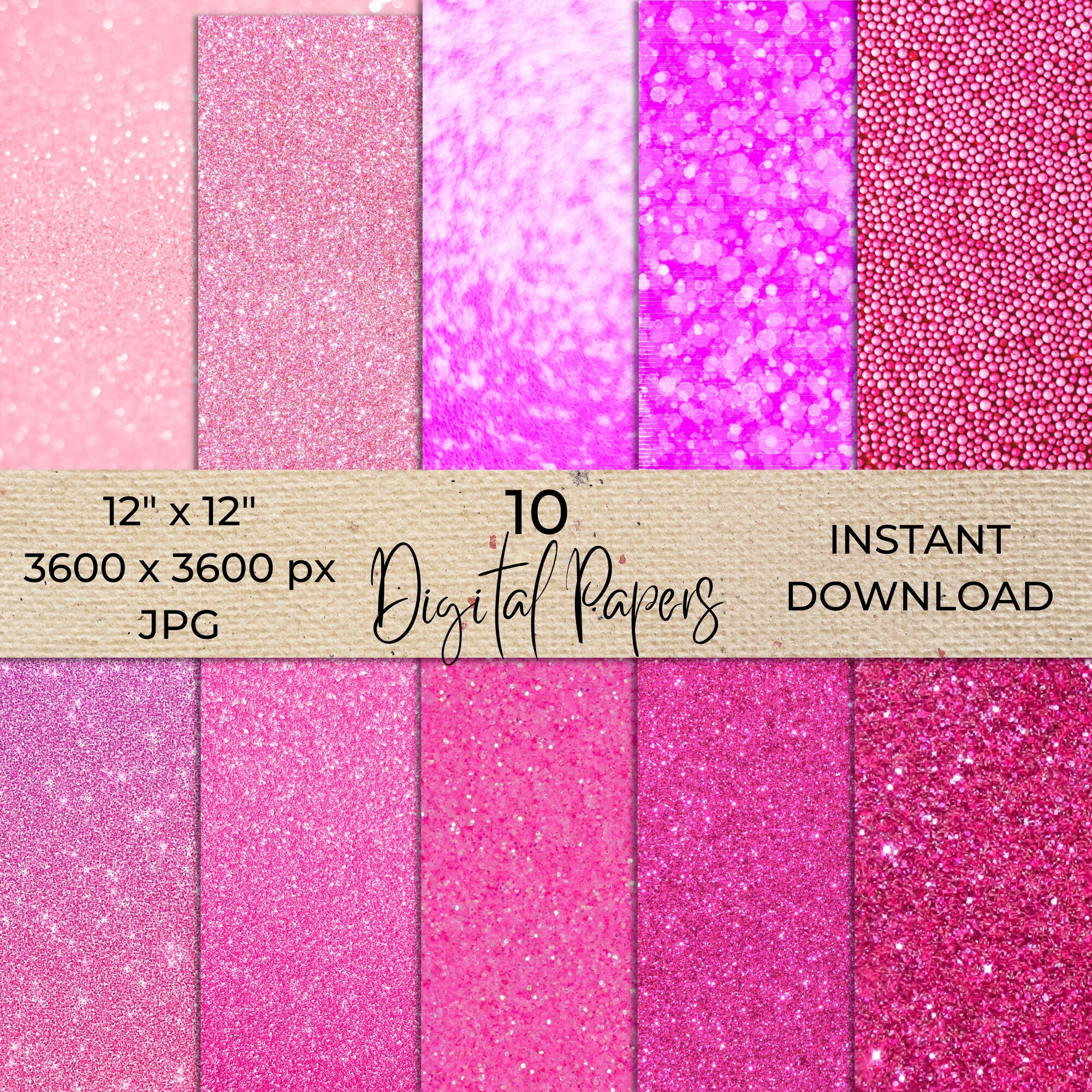 Pink Glitter Digital Papers Diamonds Digital Paper Diy - Etsy