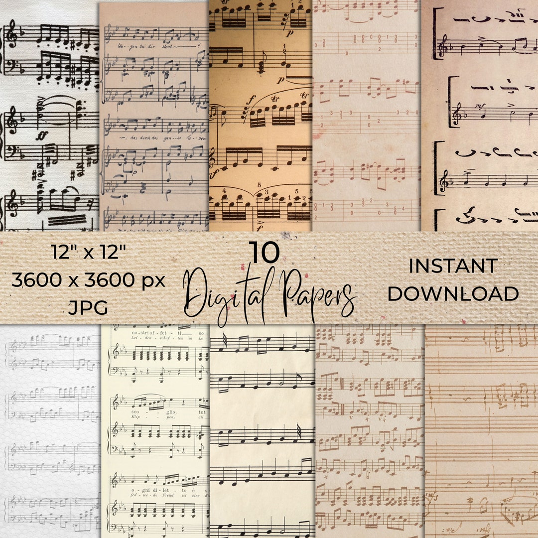 Sheets Vintage Music Paper | Music Sheets | Music Paper for Crafting ...