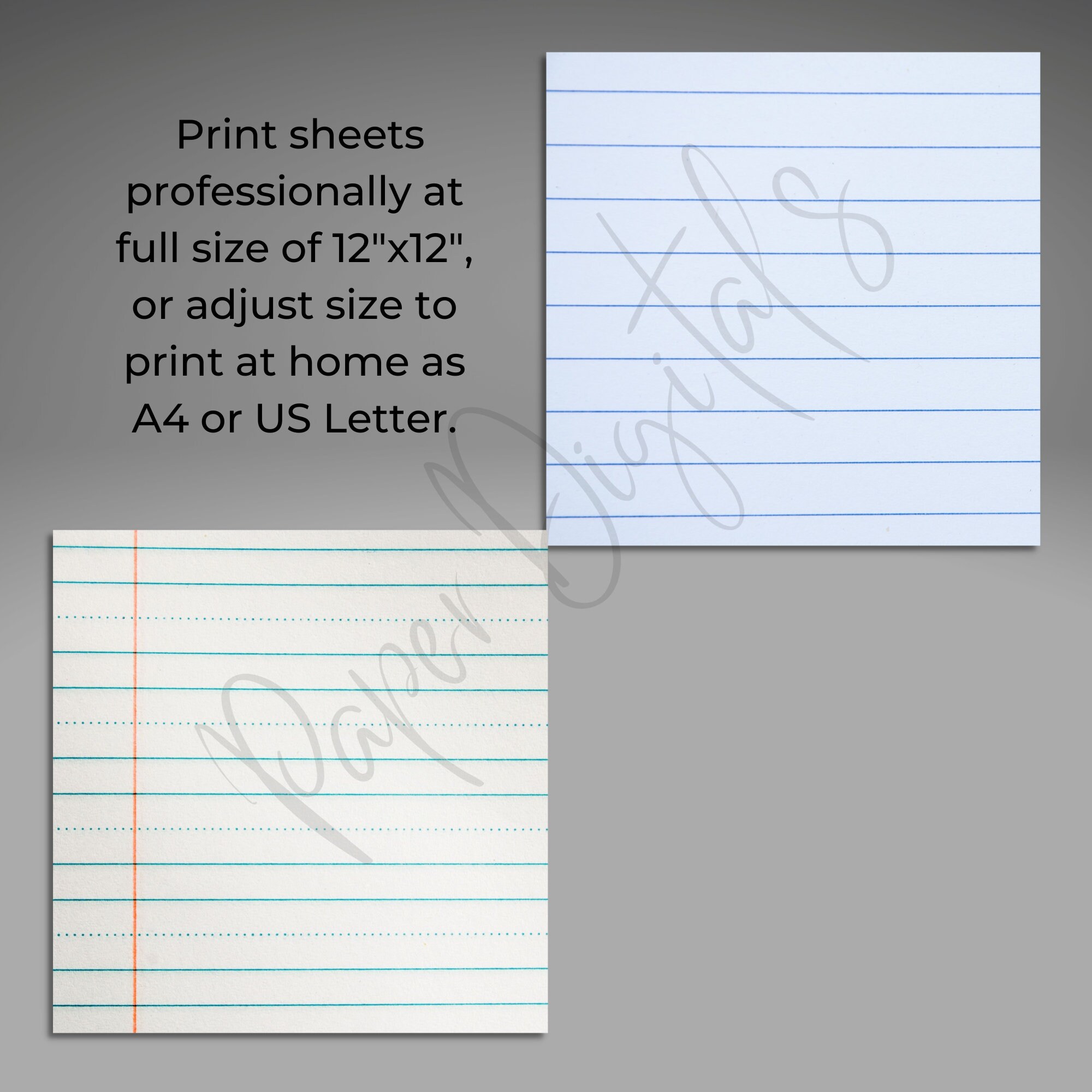 Notebook Paper Wide Ruled Digital Download, School Lined Paper JPG ...