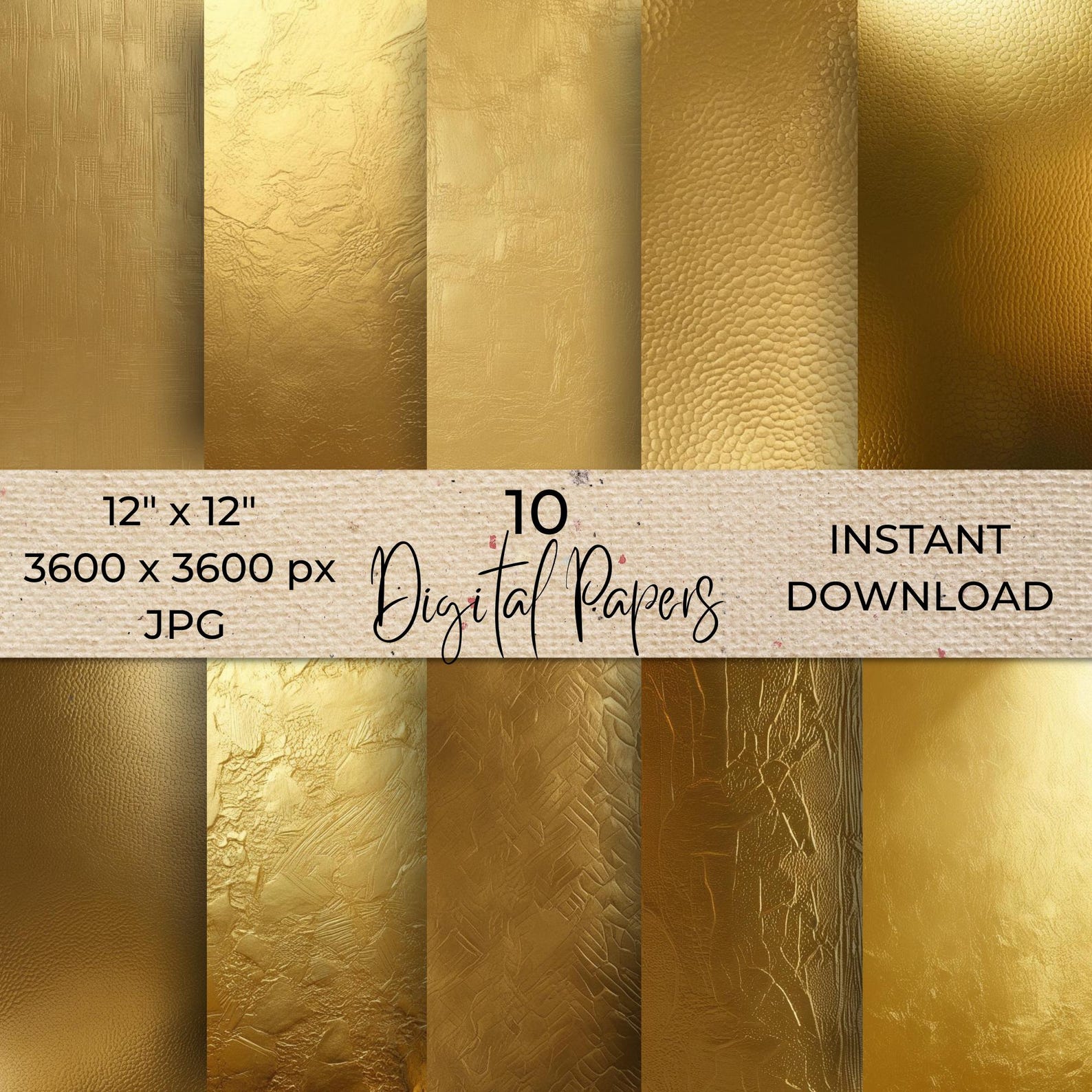 Gold Background, Gold Foil Textures Digital Paper, Scrapbook Paper ...