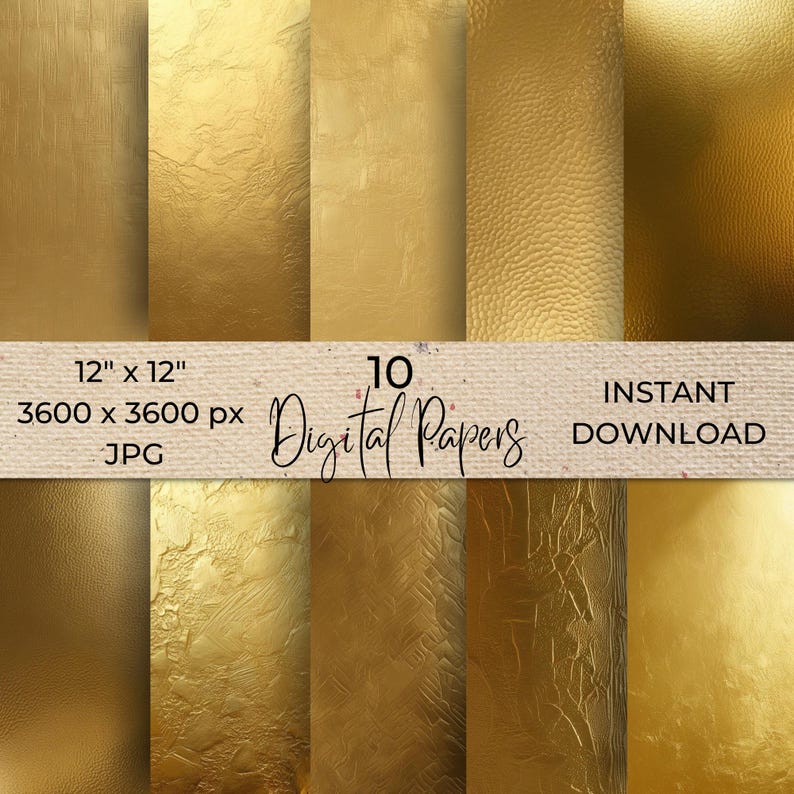 Gold Background, Gold Foil Textures Digital Paper, Scrapbook Paper ...