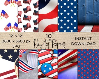 4th of July Digital Papers - Etsy