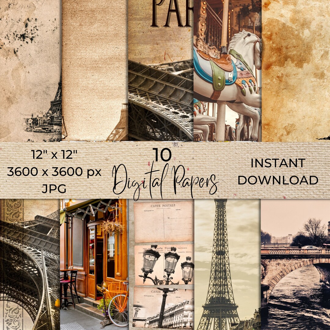 Vintage Paris Digital Paper, Seamless Vintage French Patterns With ...