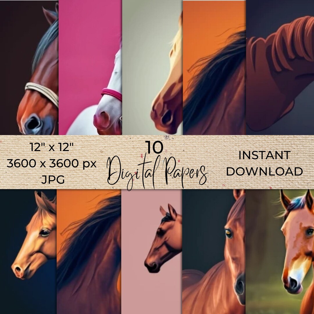 Horse Digital Paper, Horse Wallpaper, INSTANT DOWNLOAD - Etsy