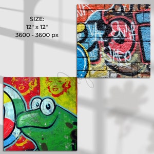 Graffiti Brick Wall Colorful Background Digital Papers, Instant ...