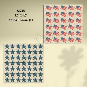 American Digital Paper Pack, Vintage American Red & White Blue ...