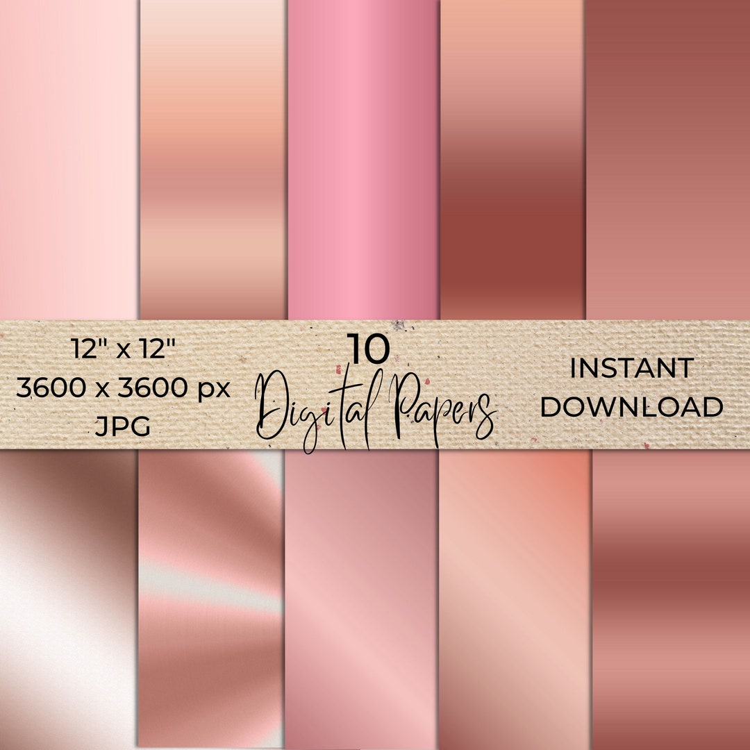 Rose Gold Foil, Rose Gold Digital Paper, Rose Gold Scrapbook Paper ...