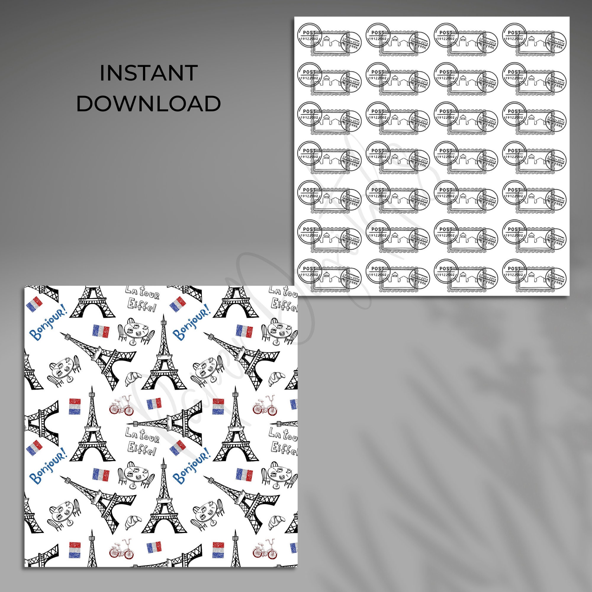 Printable Paris Digital Paper Pack Scrapbook Paper Set of 10 Sheets - Etsy