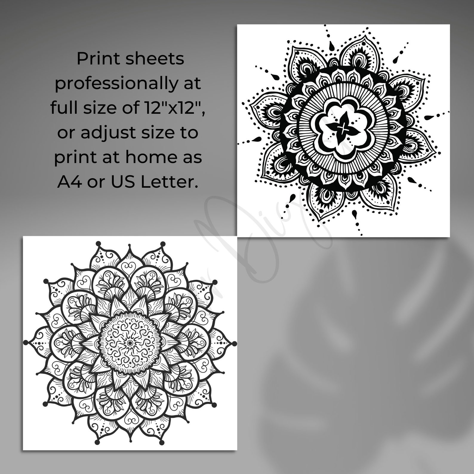 Digital Scrapbook Paper, Black Mandala Patterns Printable, Holistic ...