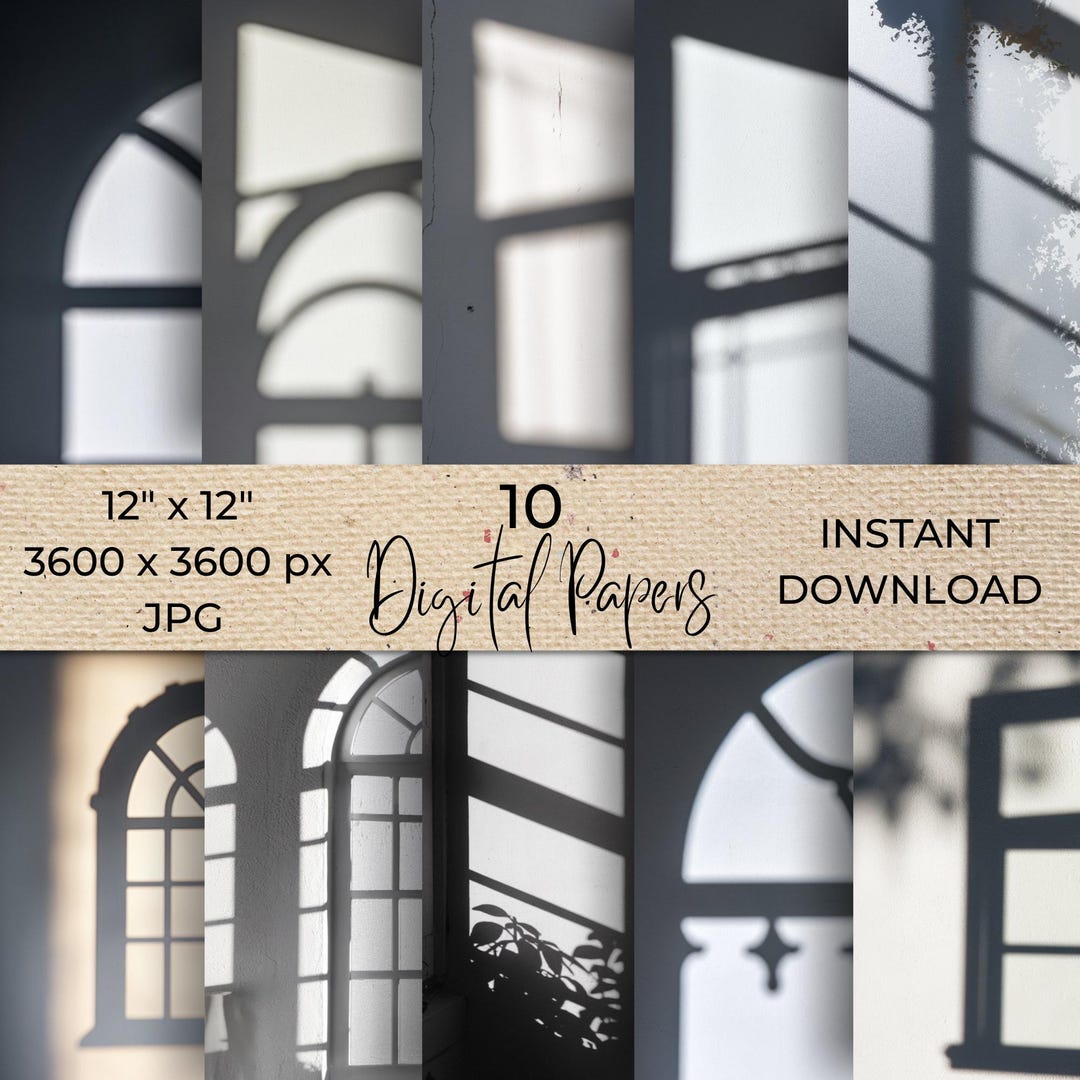 Window Shadow Overlays Digital Paper, Windows Arch Shadows, Photo ...