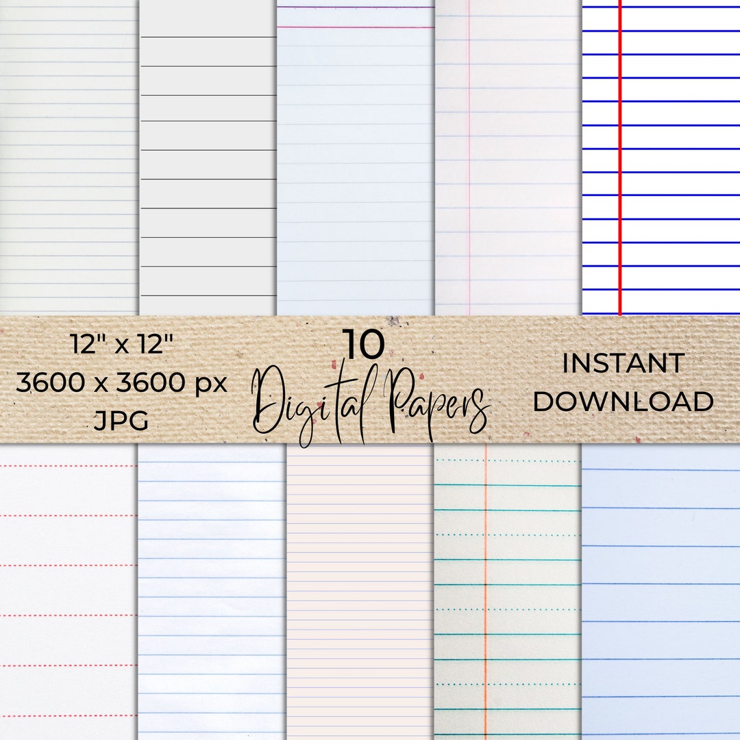 Notebook Paper Wide Ruled Digital Download, School Lined Paper JPG ...