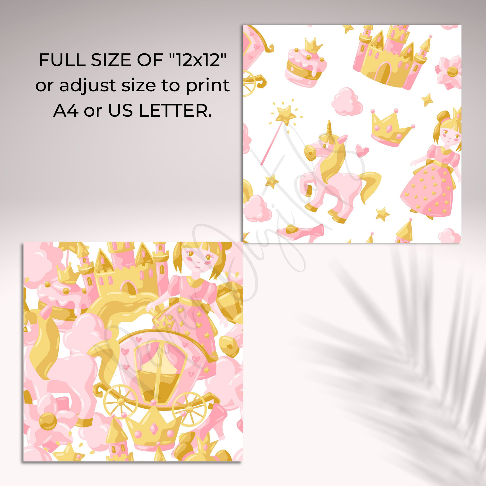 Princess Digital Paper, Cute Princess Castle Digital Paper Pack ...