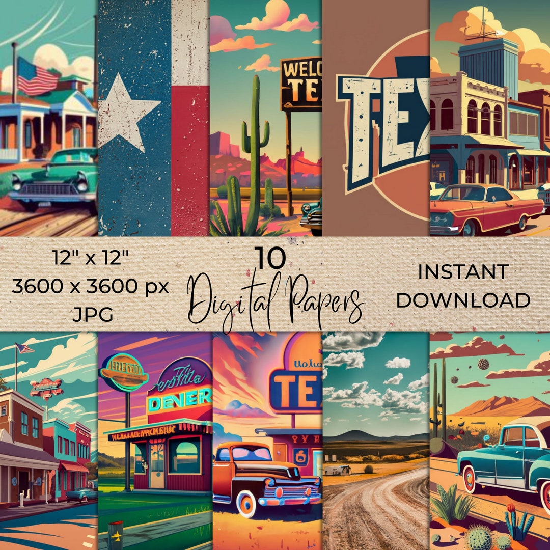 Texas Retro Background, Digital Paper, Mockup, Wallpaper - Etsy