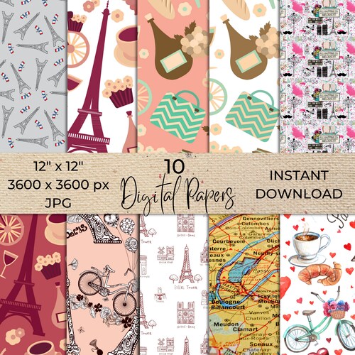 Paris Paper Pack Fashion Eiffel Tower Background Paris - Etsy