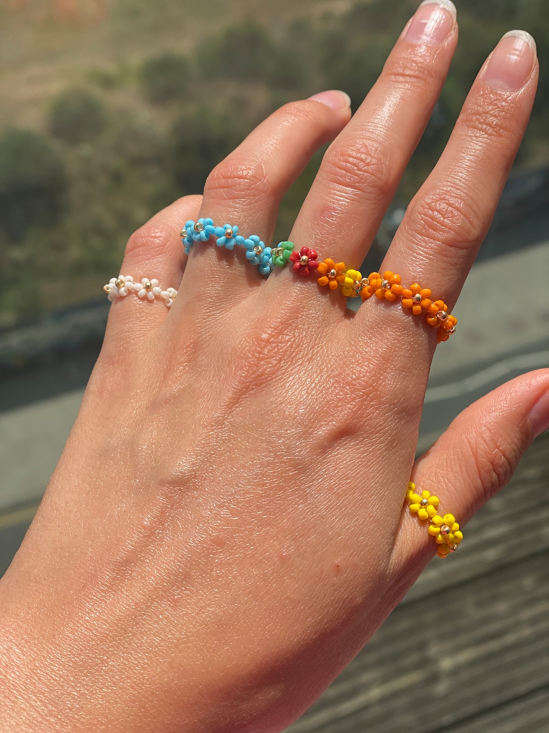 Daisy Ring | Beaded Ring | Daisy Flower Ring | Daisy With Gold Details ...