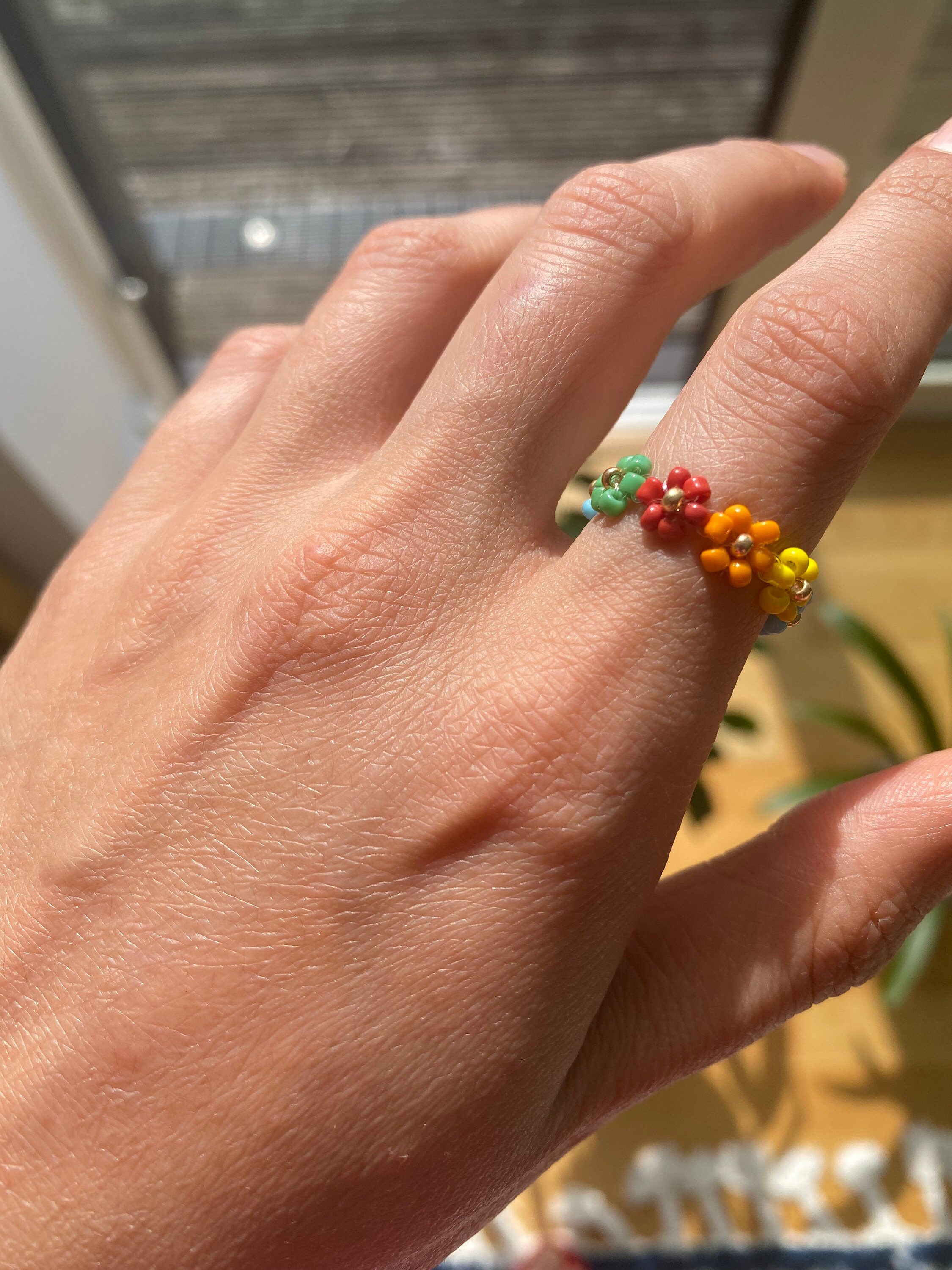 Daisy Ring | Beaded Ring | Daisy Flower Ring | Daisy With Gold Details ...