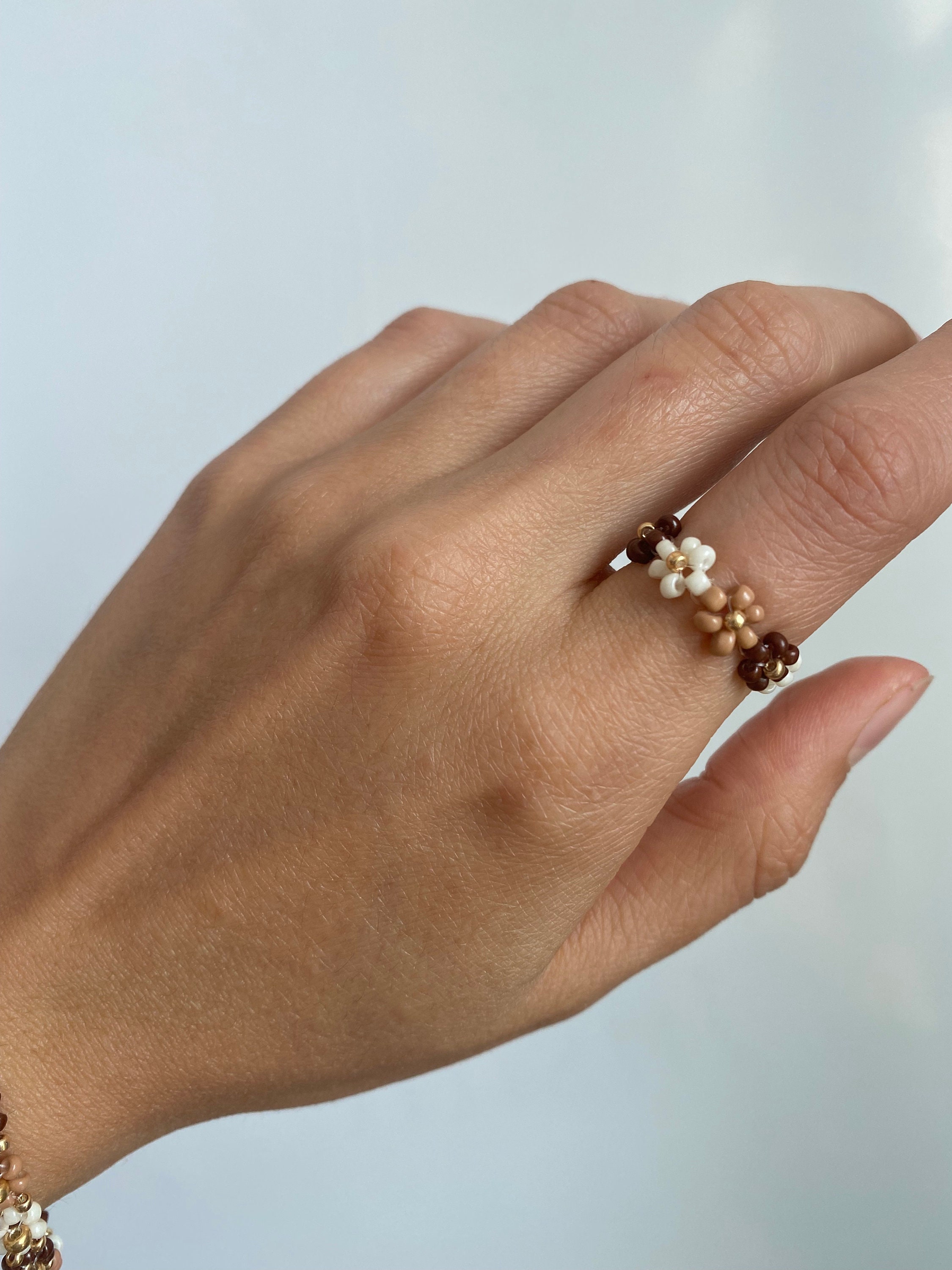 Daisy Ring | Beaded Ring | Daisy Flower Ring | Daisy With Gold Details ...