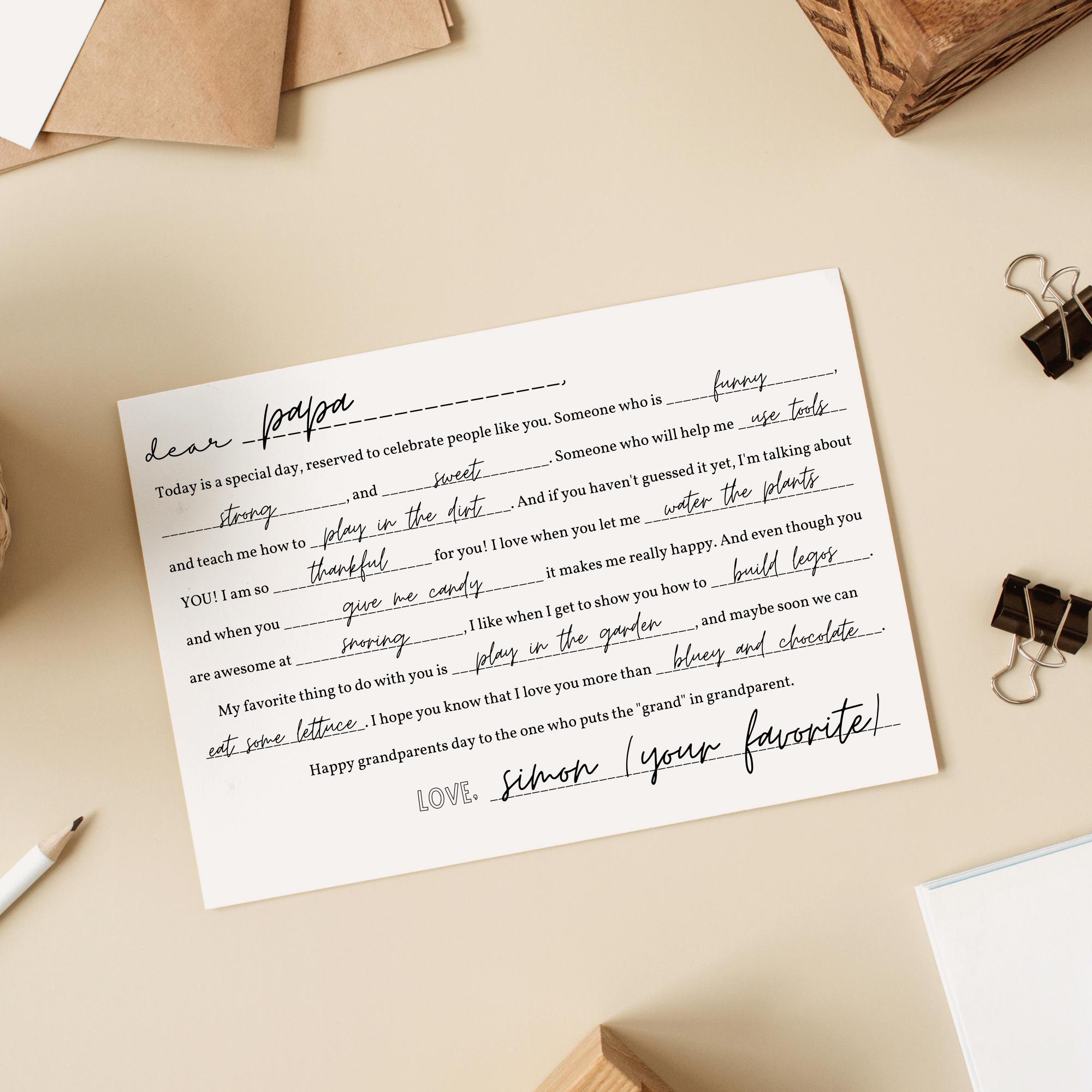 Happy Grandparents Day Card, Greeting Card for Grandma and Grandpa ...