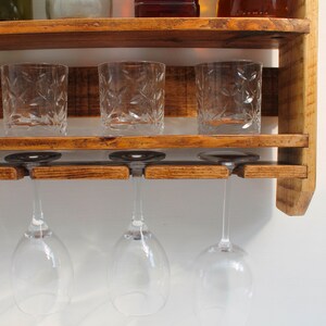 Wall Mounted Rustic Wine, Whiskey Mini Bar Rack - Etsy