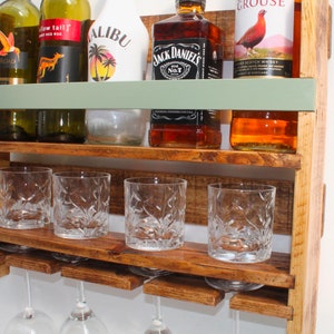 Wall Mounted Rustic Wine, Whiskey Mini Bar Rack - Etsy