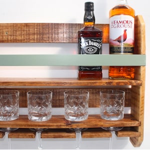 Wall Mounted Rustic Wine, Whiskey Mini Bar Rack - Etsy