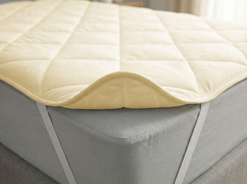Natural Wool Mattress Pad – Handmade Cotton Cover, Breathable Flat ...