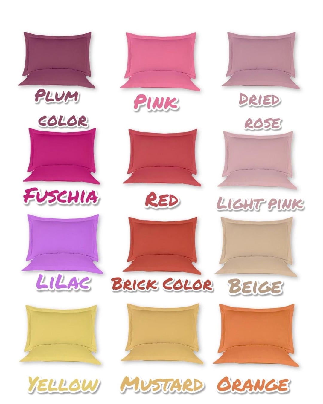 Custom Size Pillowcase | Any Shape - Size | 20+ Colors | Handmade to ...