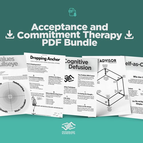 Acceptance and Commitment Therapy Worksheets Bundle Cognitive - Etsy