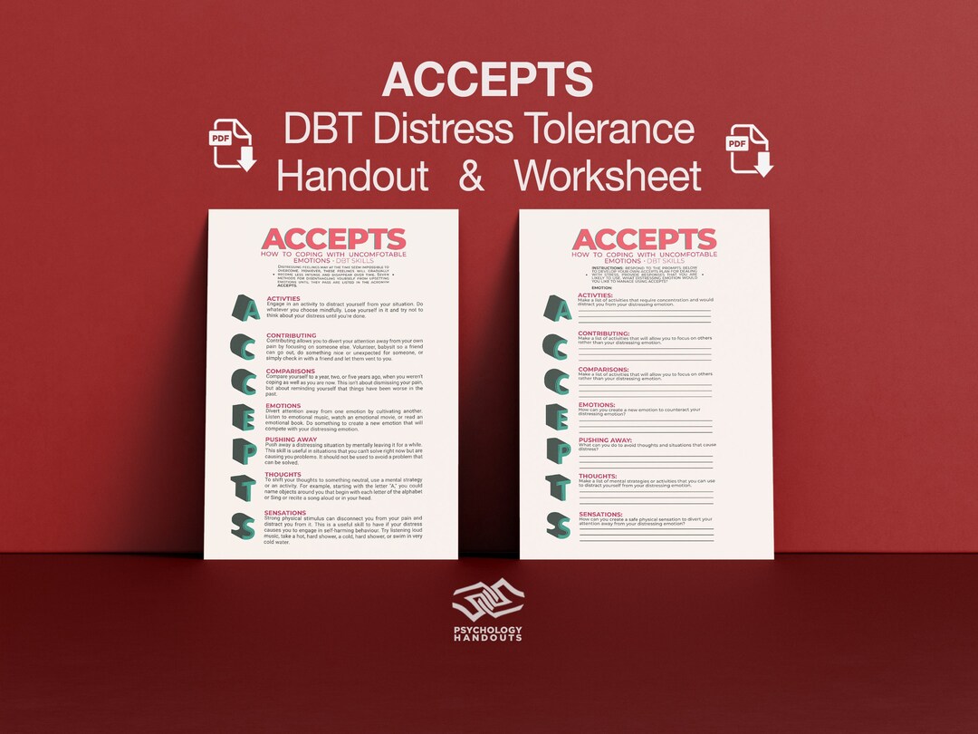 ACCEPTS Handout and Worksheet | DBT Distress Tolerance Skills ...