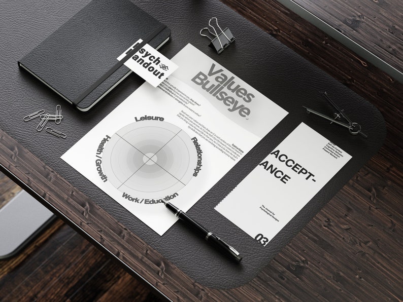 Values Bullseye, Acceptance & Commitment Therapy Worksheet for ...