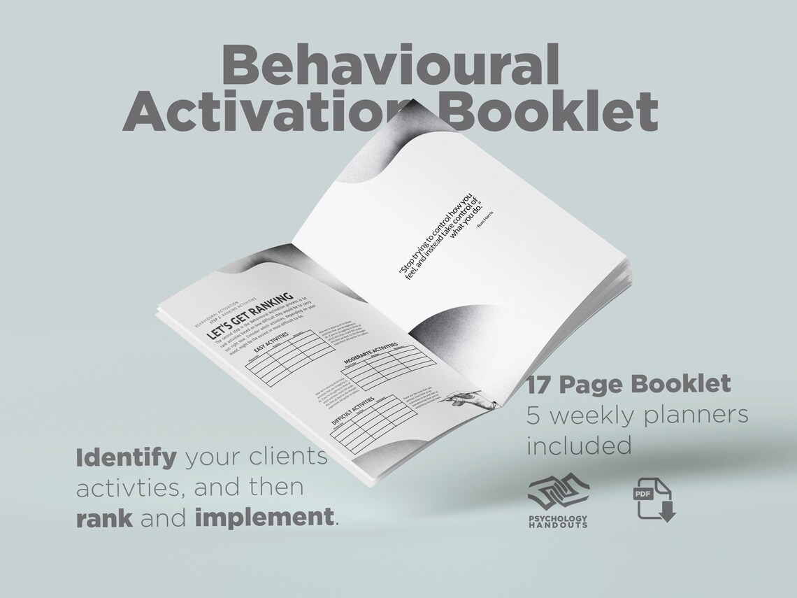 Behavioural Activation Booklet Instant PDF Download - Etsy