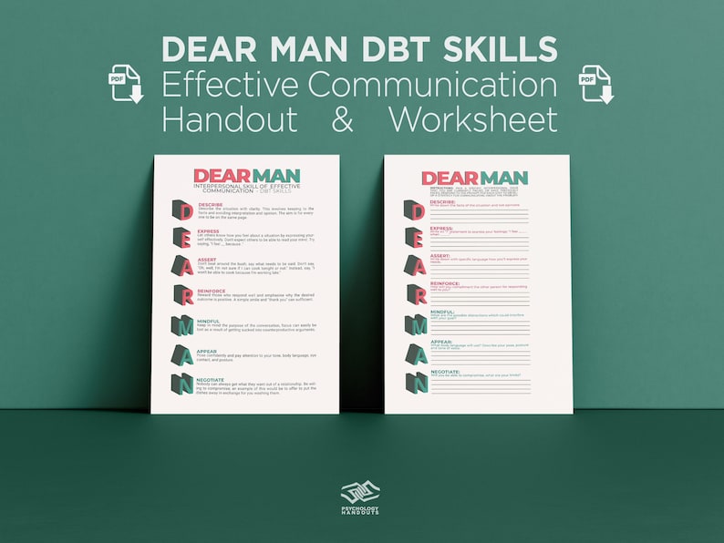 DEAR MAN Handout and Worksheet | DBT Effective Communication ...