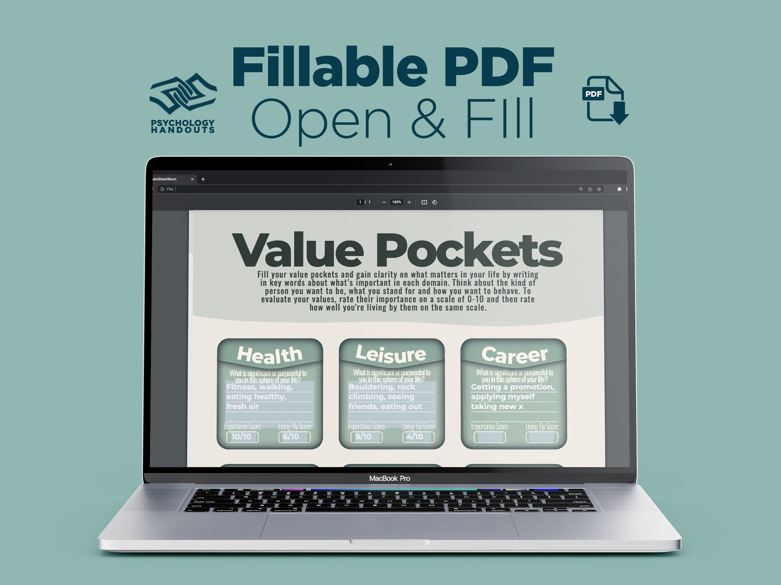 Values ACT Pack Acceptance and Commitment Therapy Worksheets Bundle ...