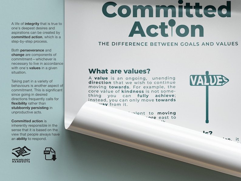 Acceptance and Commitment Therapy Worksheets Bundle, Committed Action ...