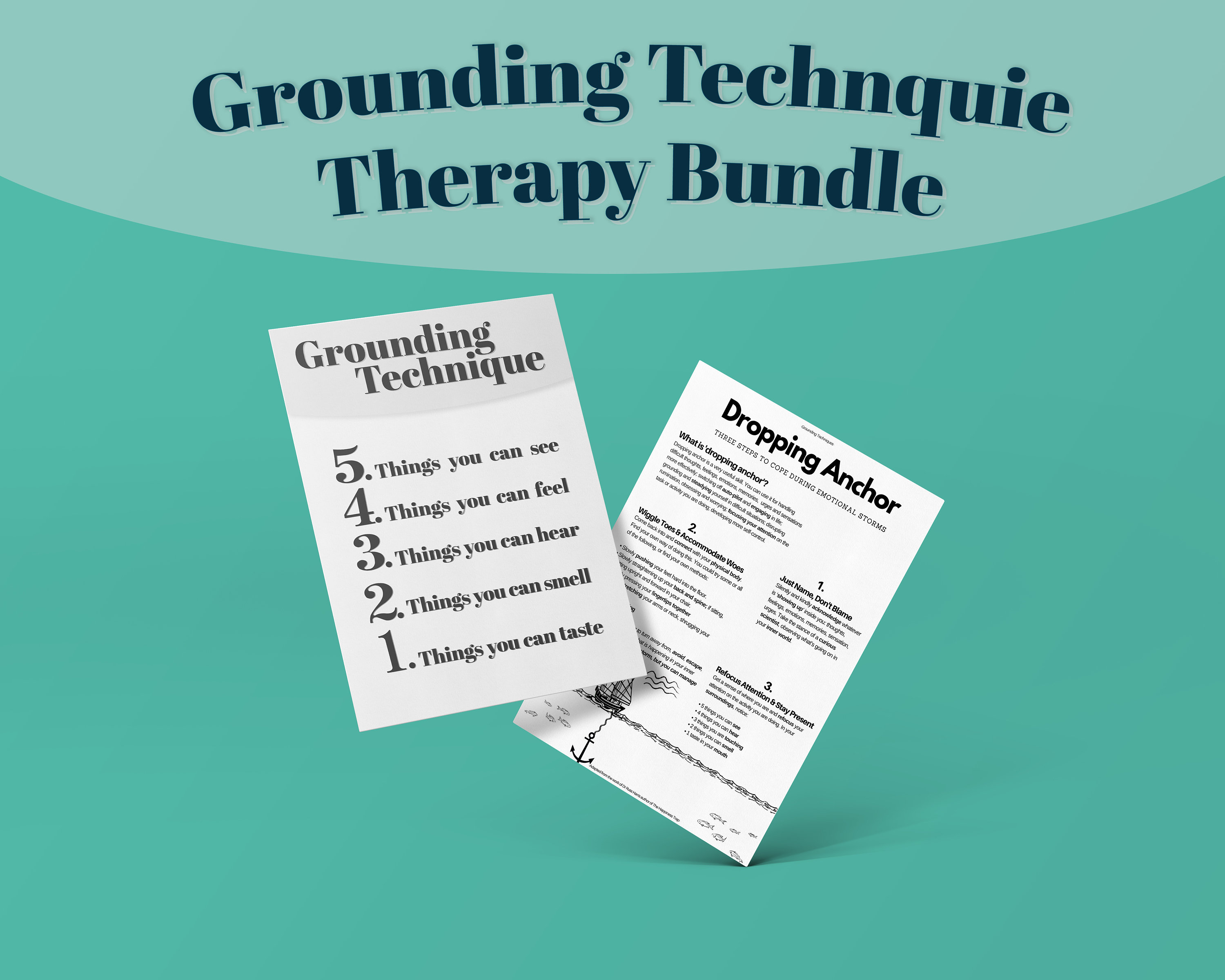 Dropping Anchor & 5-4-3-2-1 Grounding Exercise Worksheet Bundle ...