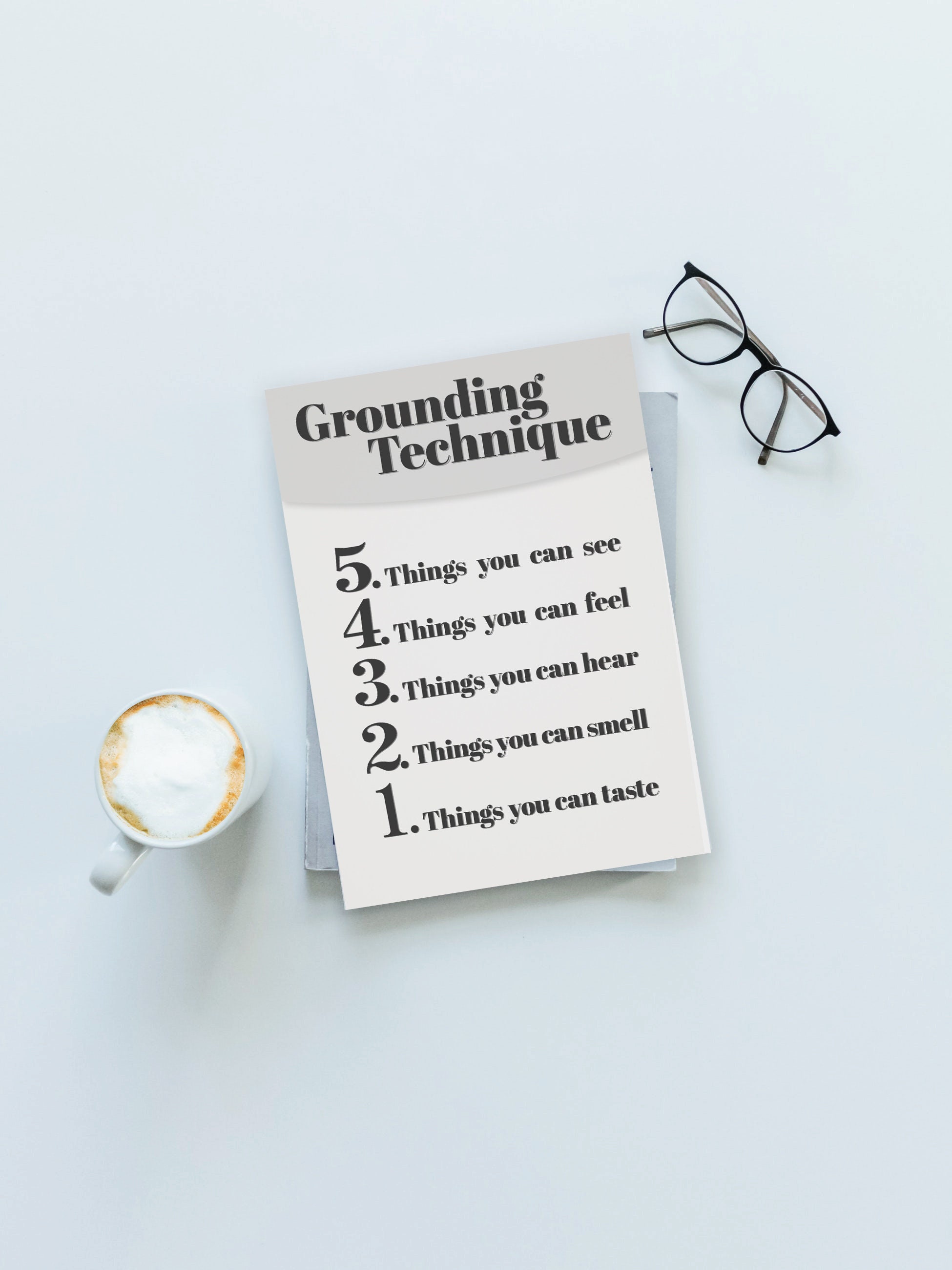 5-4-3-2-1 Grounding Exercise Worksheet, Therapy Worksheets, Grounding ...