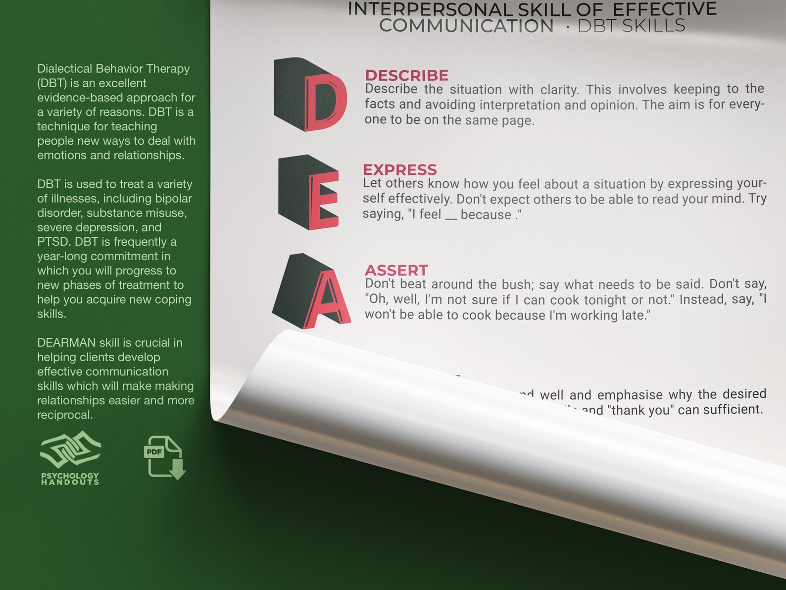 DEAR MAN Handout and Worksheet | DBT Effective Communication ...