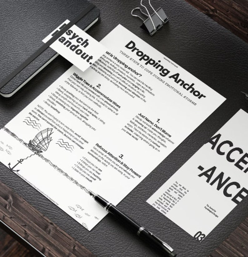 Dropping Anchor & 5-4-3-2-1 Grounding Exercise Worksheet Bundle ...
