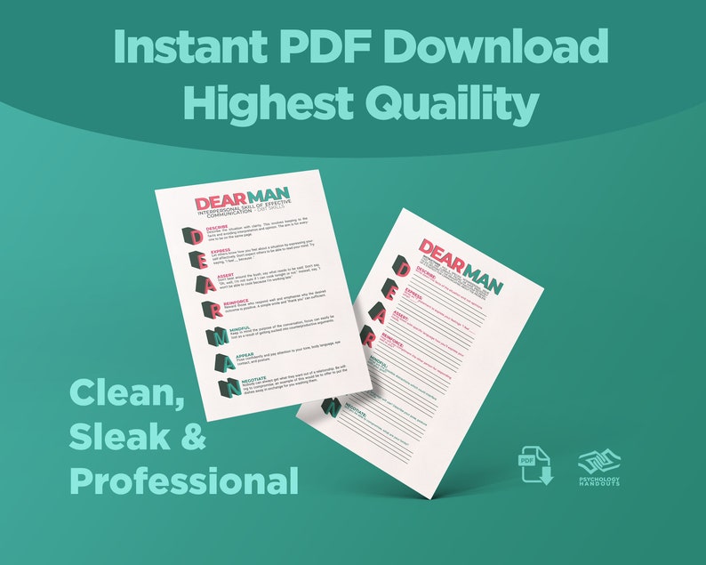 DEAR MAN Handout and Worksheet | DBT Effective Communication ...