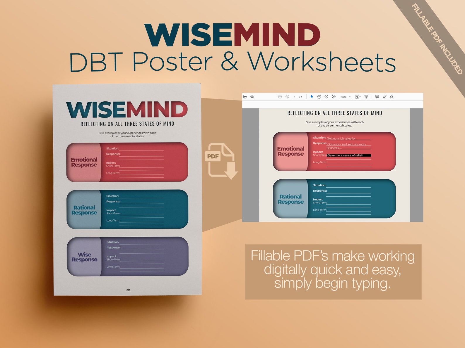 Wise Mind DBT Poster & Worksheet DBT Mindfulness Skill - Etsy